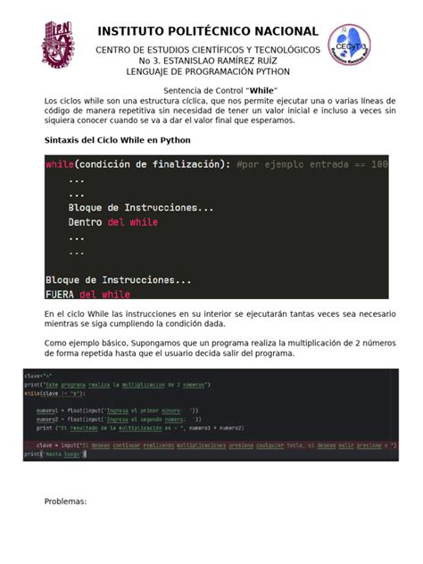 Practicas Lenguaje De Programación Sentencia While Pdf