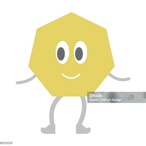 아이들이 유치원 유치원 및 몬테소리 어린이를위한 웃는 얼굴 캐릭터 일러스트레이션으로 기본 수학 교육을 배울 수있는 헵타곤 만화