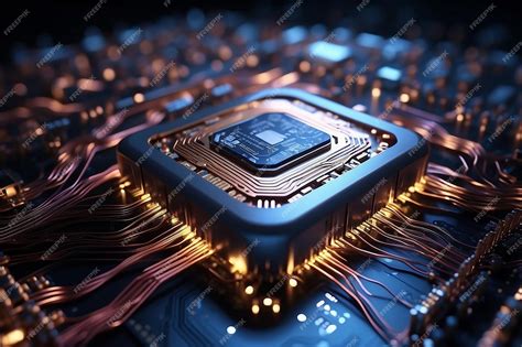 Premium Ai Image Futuristic Hightech Motherboard Cpu Processor
