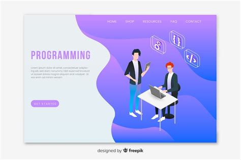 Free Vector Isometric Programming Landing Page