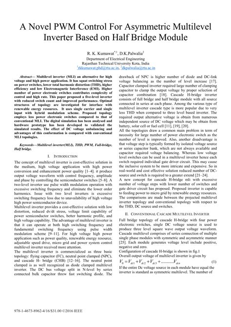 PDF A Novel PWM Control For Asymmetric Multilevel Inverter Based On