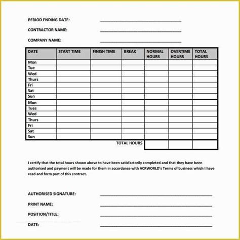 Timesheet For Contractors Template Free Excel Of 17 Contractor Timesheet Templates Docs Word