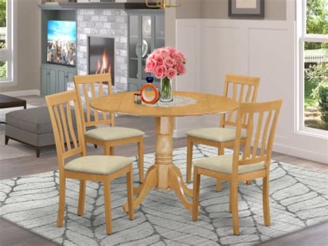 Dlan5 Oak C 5 Pc Dinette Table Set Dining Table And 4 Dining Chairs