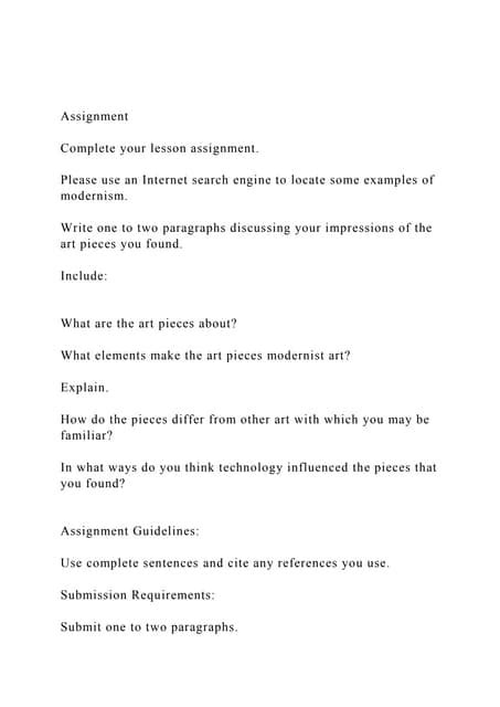 Assignmentcomplete Your Lesson Assignment Please Use An Docx