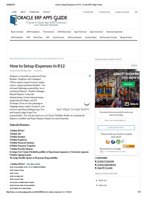 How To Setup I Expenses In R12 Oracle Er Pdf
