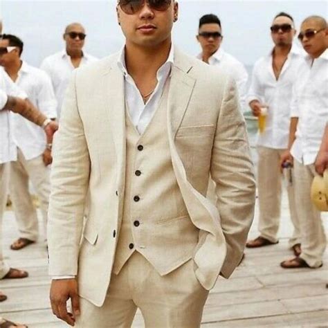 Men Linen Suit Beige Linen Suit Beach Wedding Suit Linen Suit Groom