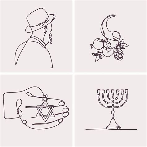 Premium Vector Hanukkah Menorah Line Art Isolated On Black Background
