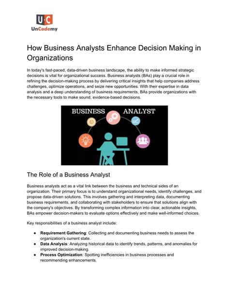 Ppt How Business Analysts Enhance Decision Making In Organizations Powerpoint Presentation