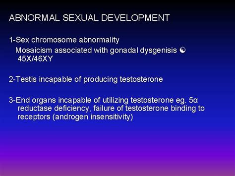 Intersexuality Abnormal Sexual Development 1 Sex Chromosome Abnormality