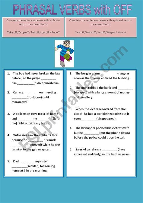 Phrasal Verbs With Off Esl Worksheet By Sandramaisa
