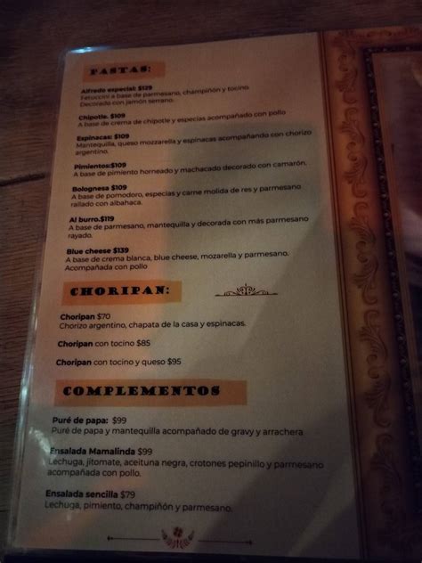 Menu At Mamalinda “del Codo” Restaurant Aguascalientes