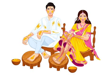 Premium Vector Indian Wedding Bride And Groom For Haldi Ceremony