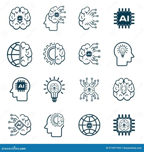 Set Of Artificial Intelligence Icons Ai Icons Group Set Vector Design Used In Ai Concepts