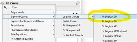 solved fit data to a logistic function with a known asymptote jmp