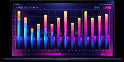 Dynamic Data Visualization Displaying Volume Trends Over Time On A Digital Screen Stock Image