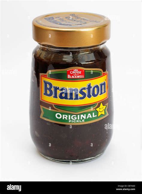 Glass Jar Of Branston Original Pickle Traditional British Chutney Stock