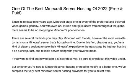 the best minecraft server hosting of 2022 free paidchbiu pdf pdf docdroid
