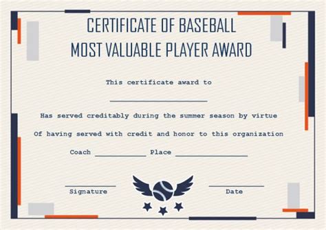 Baseball Mvp Certificate 10 Templates To Customize Online And Print At Home Template Sumo