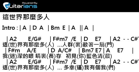 莫文蔚 這世界那麼多人 結他譜 Chord譜 吉他譜 Guitarians