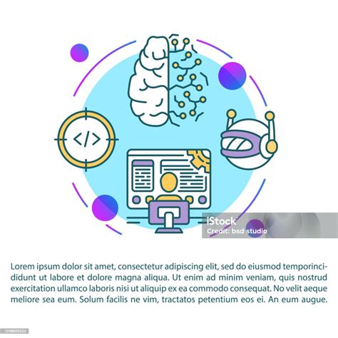 로봇 모델링 기사 페이지 벡터 템플릿입니다 인공 지능 및 컴퓨터 과학 브로셔 선형 아이콘소책자 디자인 요소 인쇄 디자인 텍스트가 있는 개념 그림 0명에 대한 스톡 벡터 아트