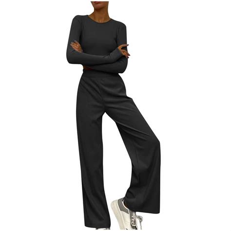Blvb Womens Fall 2 Piece Outfits Casual Ribbed Crewneck Long Sleeve