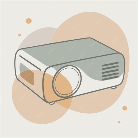 Projector White Background Vector Illustration Line Circuit Premium
