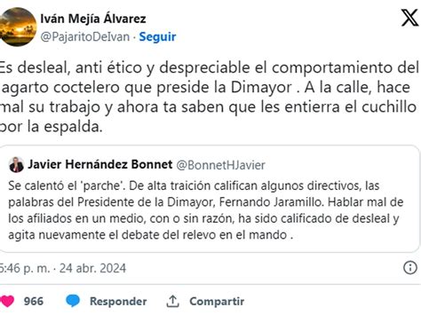 Iván Mejía Pidió La Salida De Fernando Jaramillo De La Dimayor Y