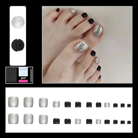 Накладные ногти на ногах 24 штуки С клеем купить с доставкой по выгодным ценам в интернет