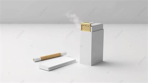 흰색 배경 3d 렌더링에 빈 담배 팩 흉내와 함께 매끈한 흰색 주머니 라이터와 담배 담배 상자 담배갑 니코틴 배경 일러스트