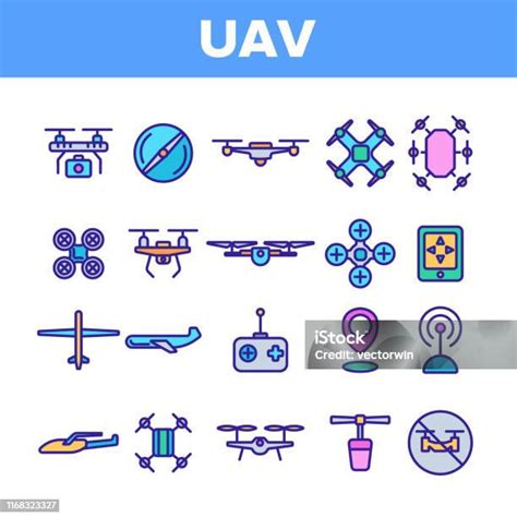 Uav 원격 제어 드론 벡터 선형 아이콘 세트 로고에 대한 스톡 벡터 아트 및 기타 이미지 로고 무인항공기 0명 Istock