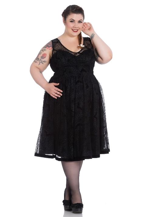 Hell Bunny Plus Size Gothic Black Spiderweb Bats Tulle Dress Hb4721