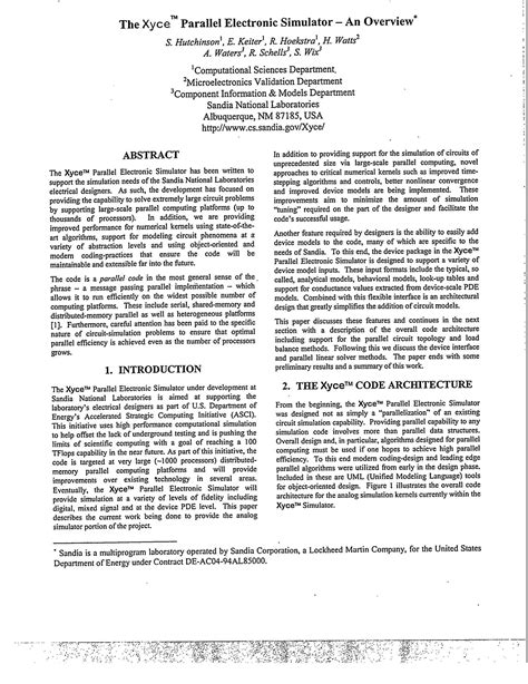 The Xyce Parallel Electronic Simulator An Overview Unt Digital Library