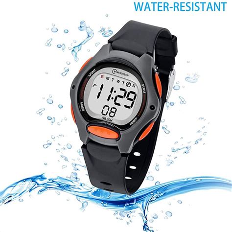 Reloj Digital Impermeable Niños Niñas Negro Naranja Éxito