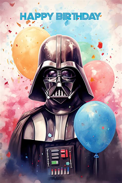 Darth Vader Themed Birthday Card Printable Star Wars Greeting Card
