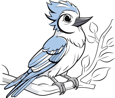 Cute Blue Jay Sitting On A Branch 45586202 Vector Art At Vecteezy