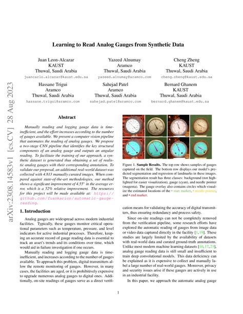 Learning To Read Analog Gauges From Synthetic Data Deepai
