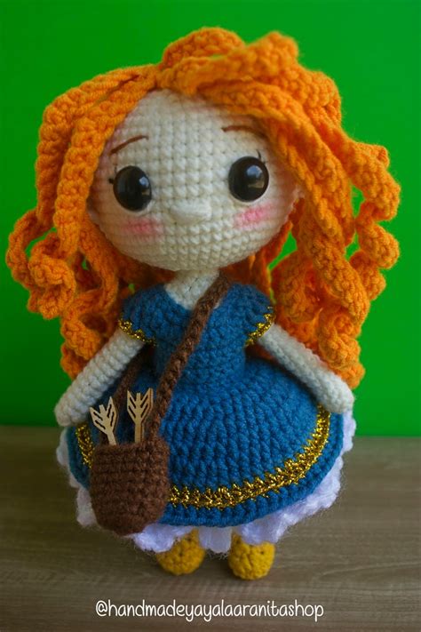 Muñeca Amigurumi Mérida Disney pelo rojo Valiente Juguete Etsy