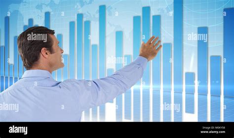 Man Touching Graph Interface Stock Photo Alamy