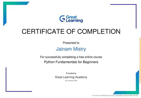 Jainam Mistry On Linkedin My Certificate