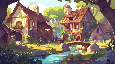 Premium Photo Modern Cartoon Illustration Of Gnomes In A Village With