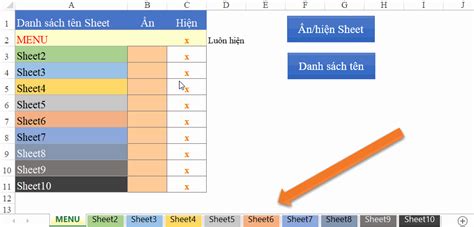 Hướng Dẫn Cách Tạo Menu ẩn Hiện Sheet Theo ý Muốn Trong Excel Bằng Vba