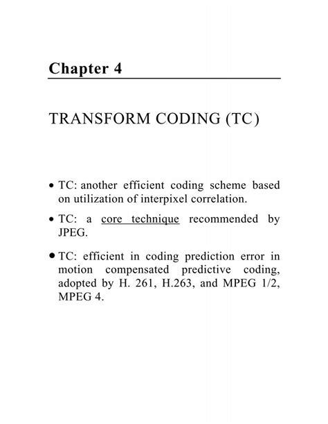 Chapter 4 Transform Coding Tc