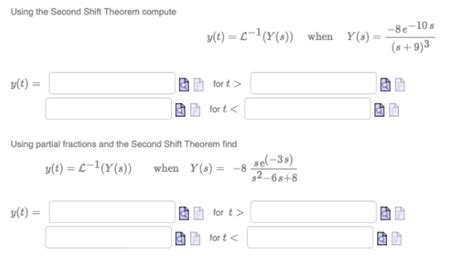 solved using the second shift theorem compute y t
