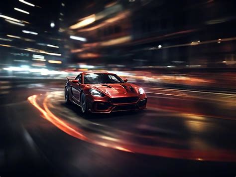 Premium AI Image Glowing Car Races Through A Futuristic Club Scene AI Generated