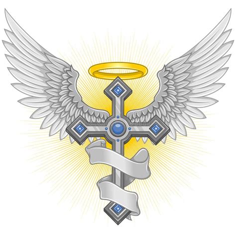 Winged Christian Cross Vector Design Stock Vector Illustration Of Catholic Decorative