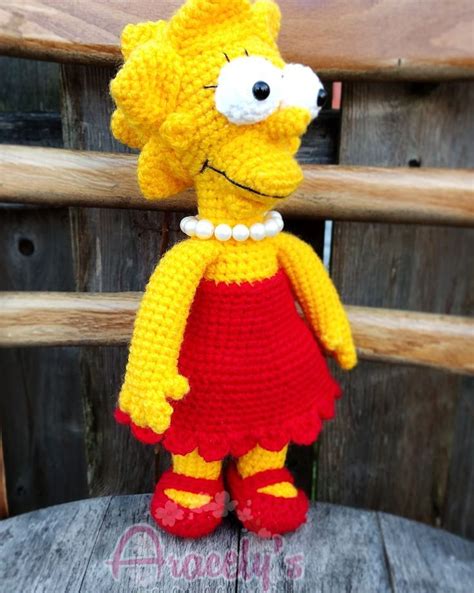 Crocheted Lisa Simpson Doll In Red Dress
