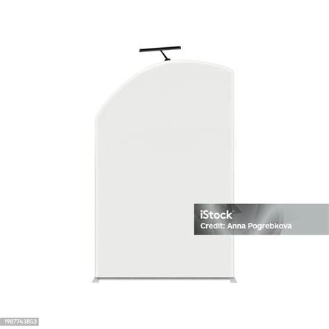 검은색 Led 조명 벡터 모형이 있는 흰색 빈 무역 박람회 디스플레이 무역 박람회 부스 정면도 모형을 위한 배경 배너 모듈식 전시 스탠드 디자인용 템플릿 3차원 형태에 대한