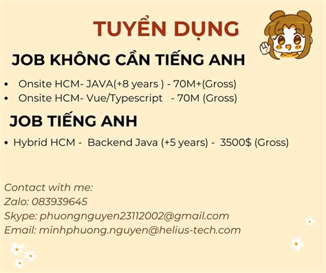 Phương Nguyễn On Linkedin Hi Mọi Người Hiện Bên Em đang Tuyển 1 Số Vị