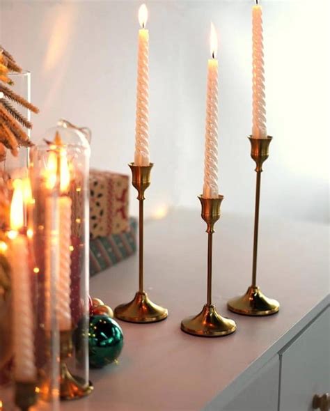 Set Of 3 Gold Taper Candle Holders French Style Vintage Style Modern