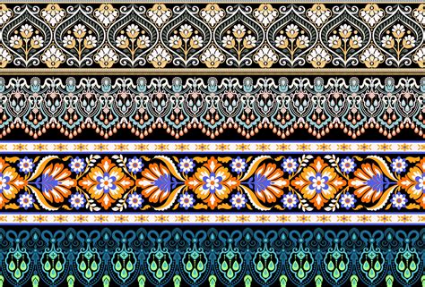 Vector Set Of Floral Elements Seamless Pattern For Frames And Borders